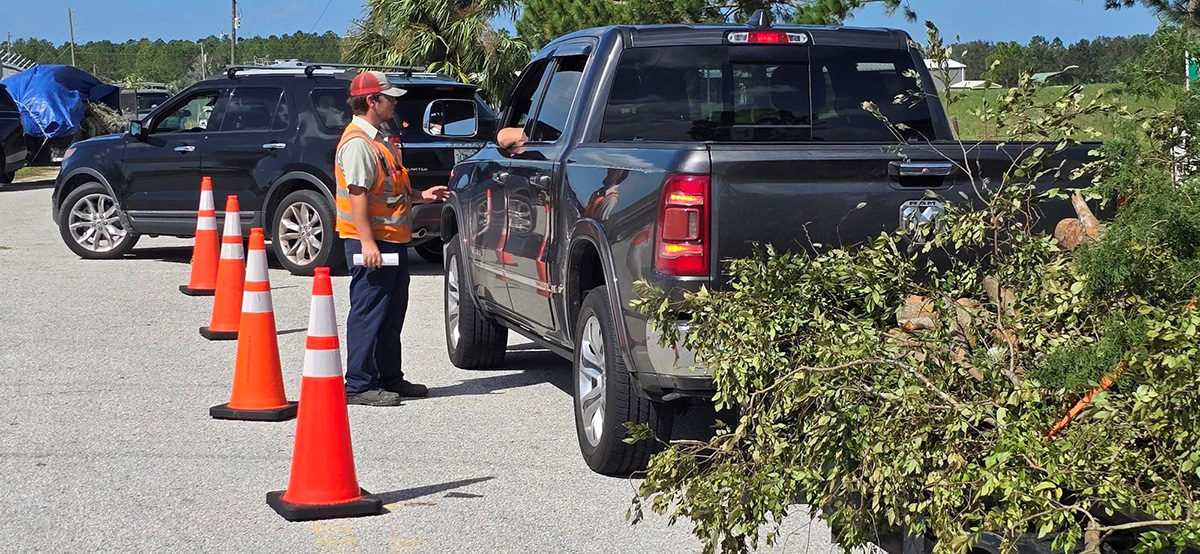 Check-in at debris disposal site.